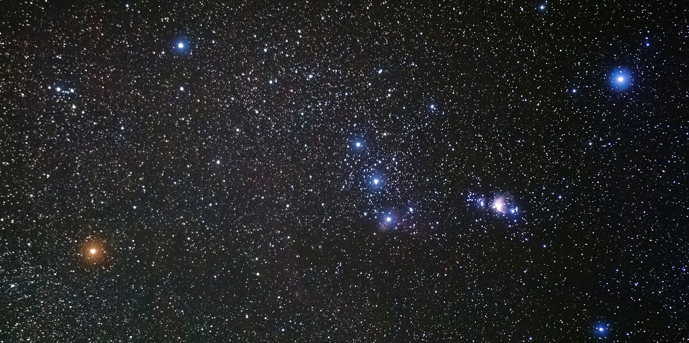 Orion constellation and Andromeda with a wide lens and cropped in post ...